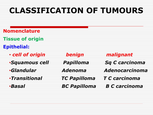 CLASSIFICATION OF TUMOURS