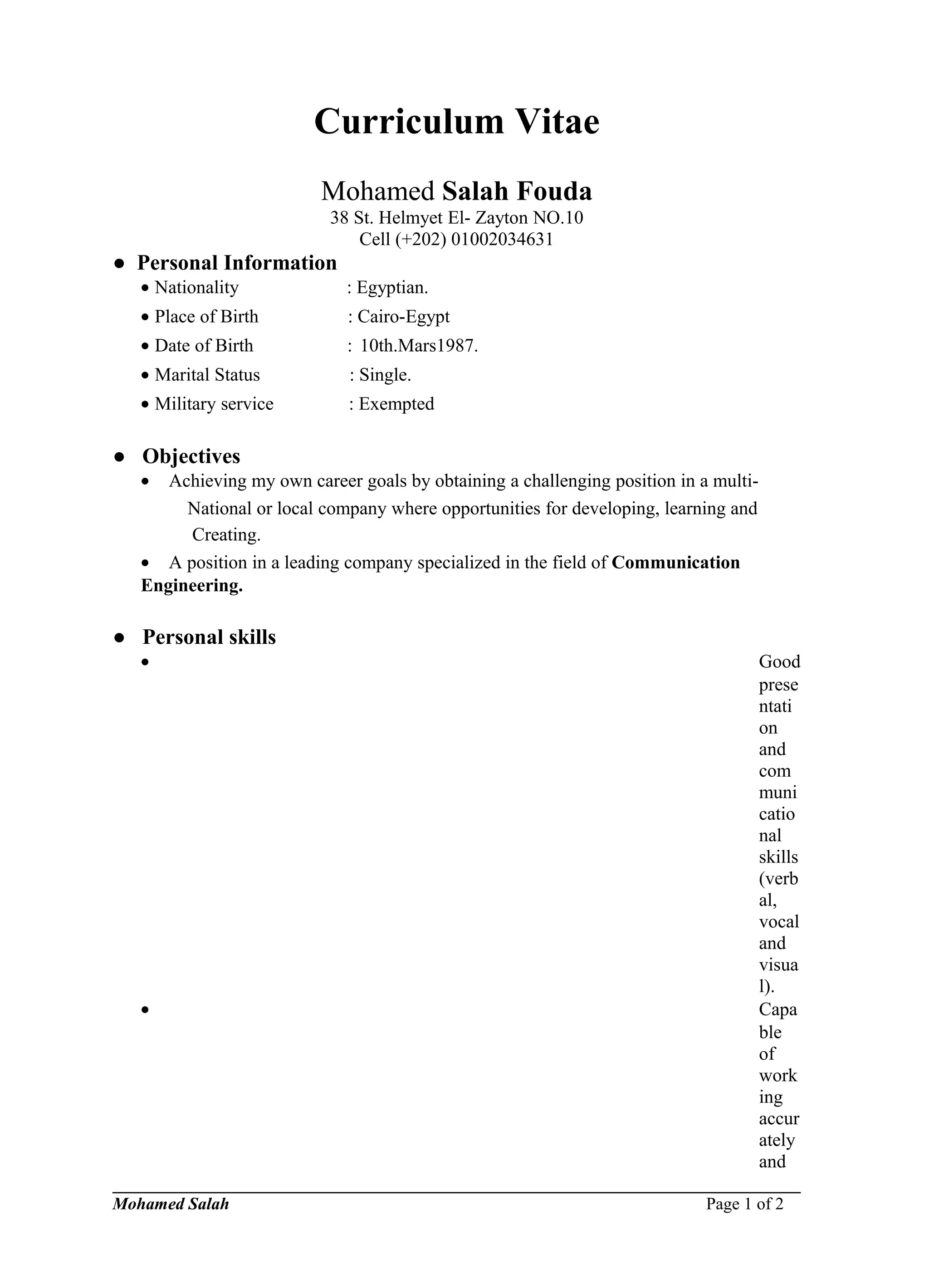 Mohamed salah cv | PDF