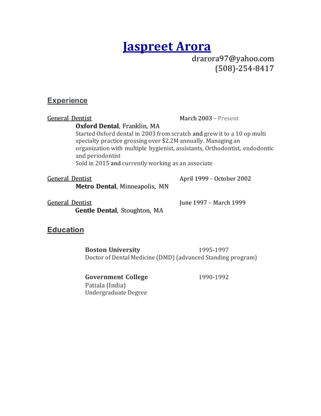 Jaspreet Arora resume | DOCX