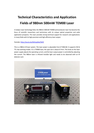 980nm 500mW Single-mode TEM00 Semiconductor Laser | DOC | Physics | Science