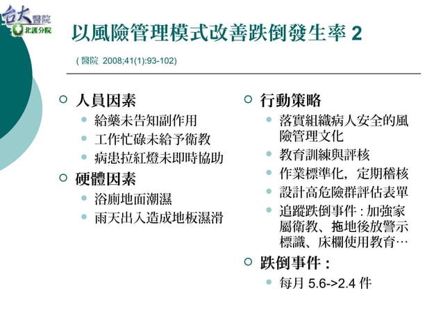 醫師在預防住院病患跌倒中扮演的角色981128正確版 | PPT