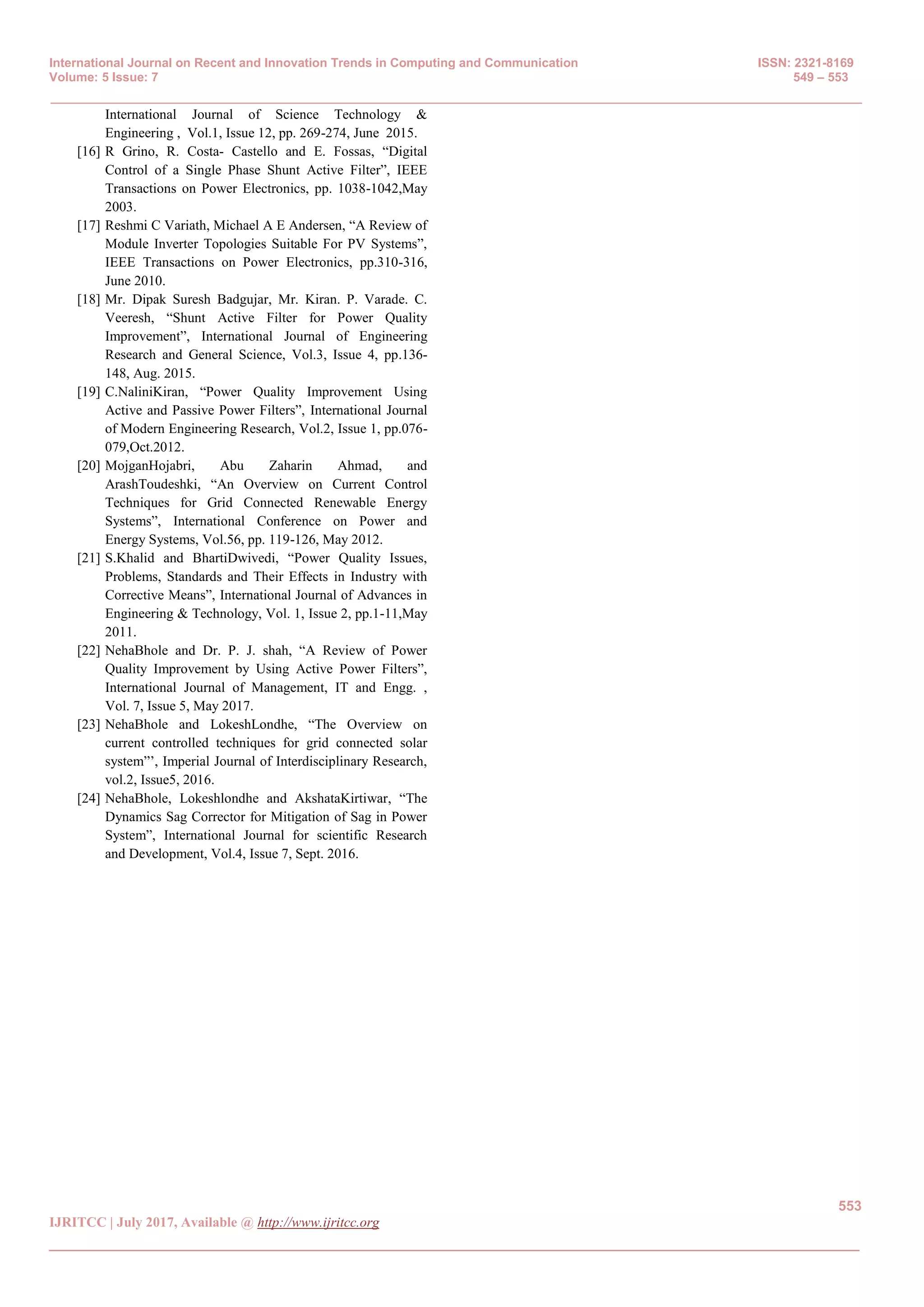 Enhancement Of Power Quality In Grid Connected Photovoltaic System Using Predictive Current