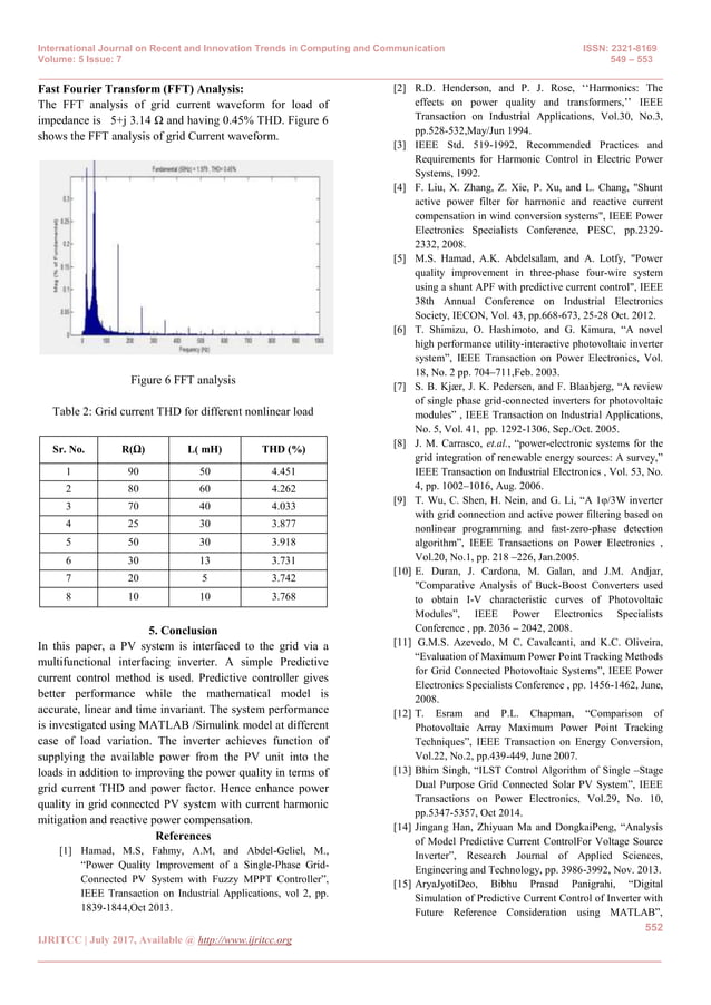 Enhancement of Power Quality in Grid Connected Photovoltaic System Using Predictive Current ...