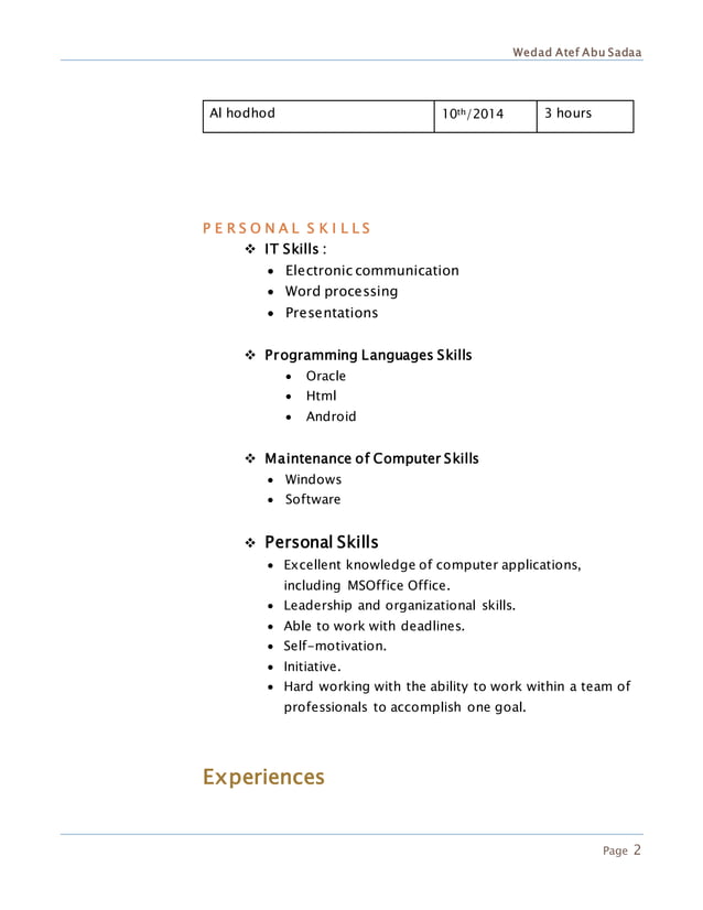 wedad cv | PDF