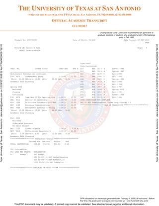 Daniel Kahl UTSA transcripts | PDF