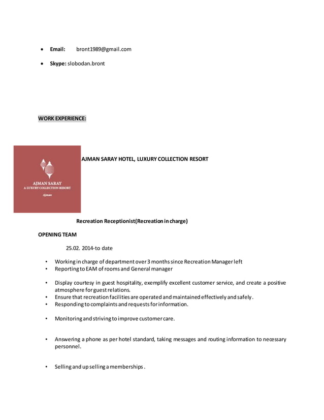 CV Slobodan Markovic - Starwood | PDF