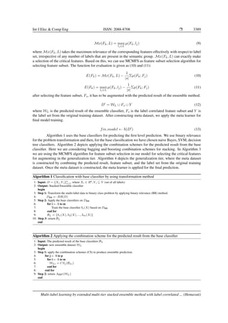 Multi-label learning by extended multi-tier stacked ensemble method with label correlated ...