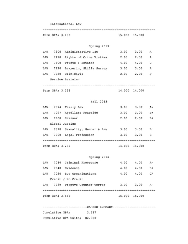 Andrew Rawlings - Transcripts from Law School and Undergrad | PDF