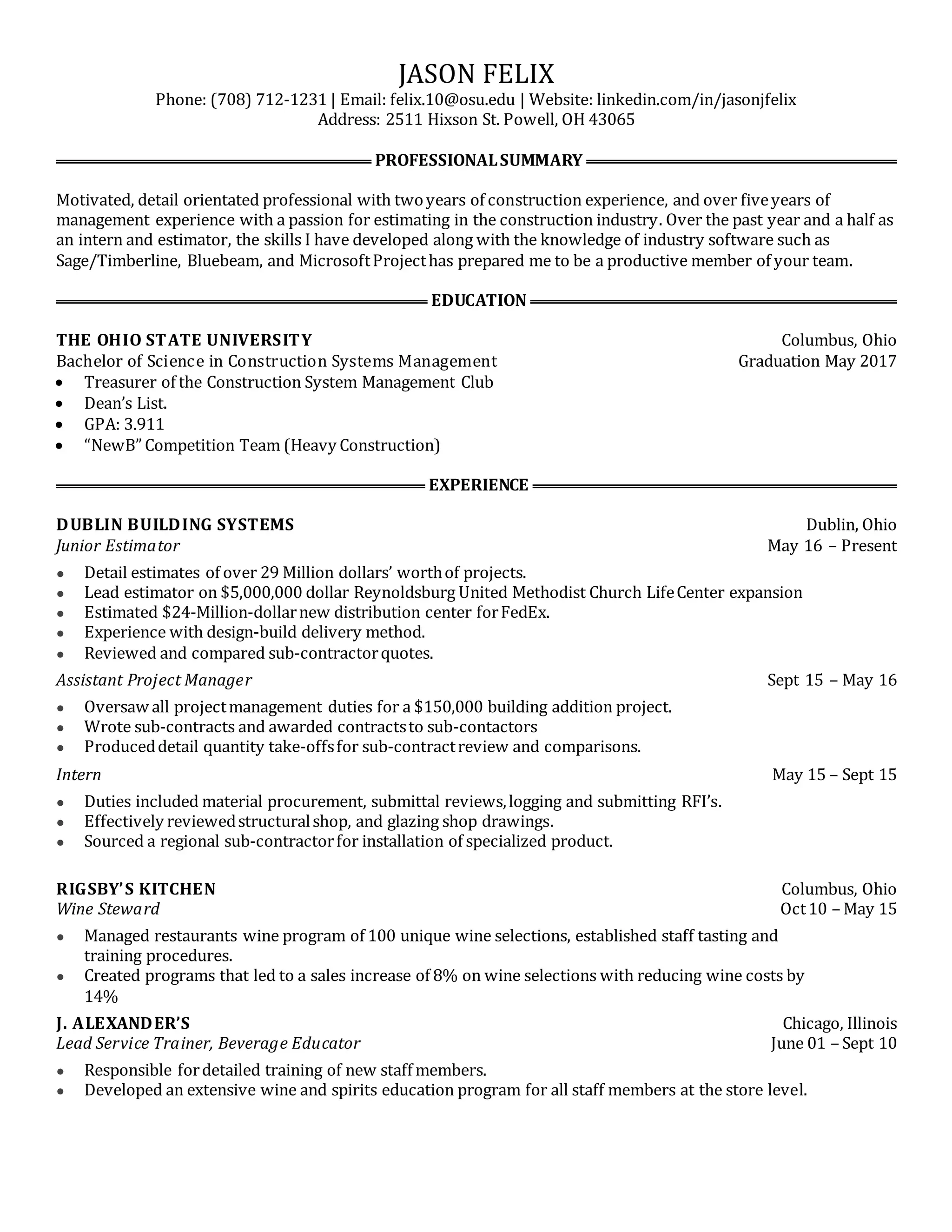 Jason Felix Resume | DOCX