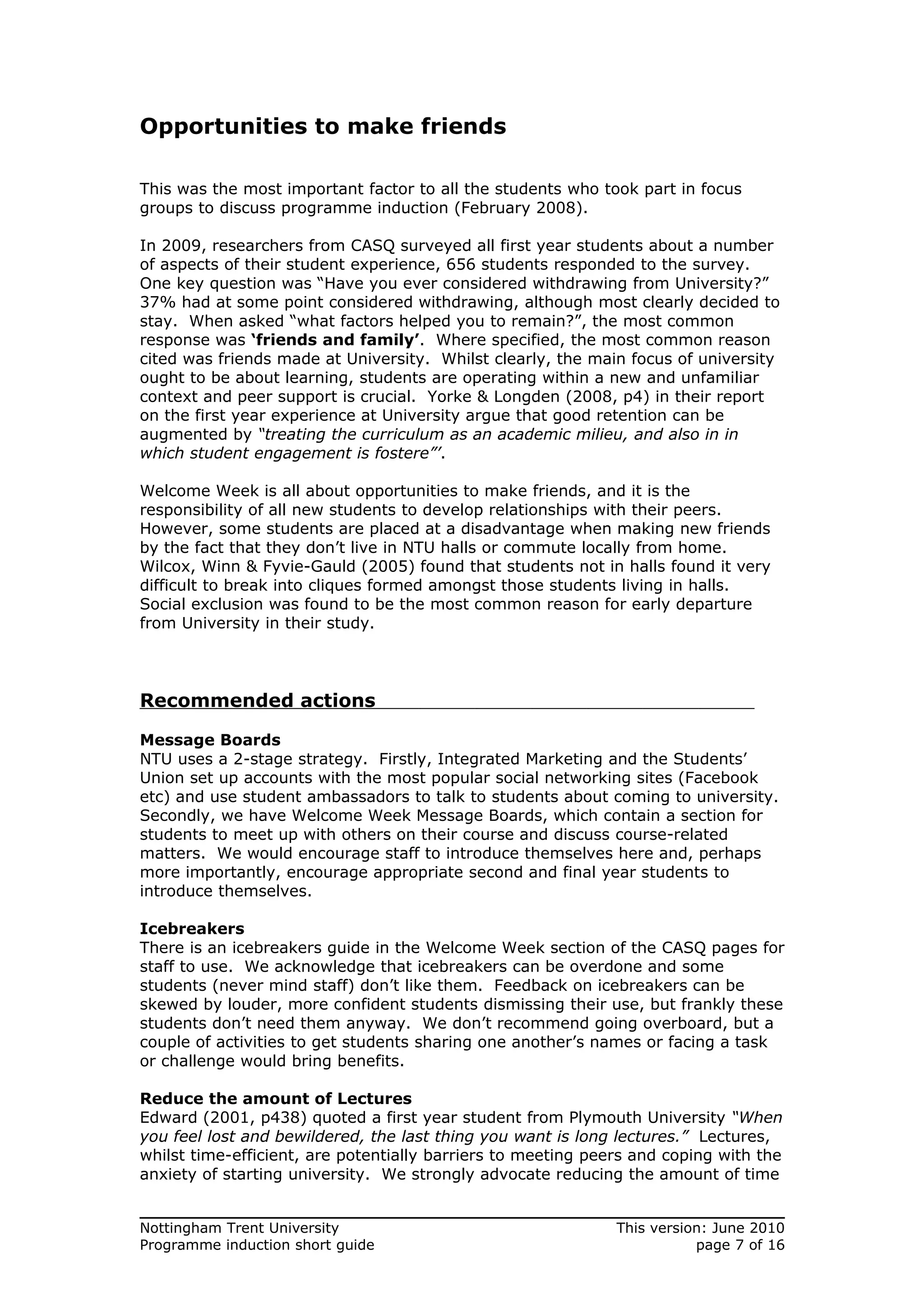 NTU Programme Induction Guide (2010 version) | DOC