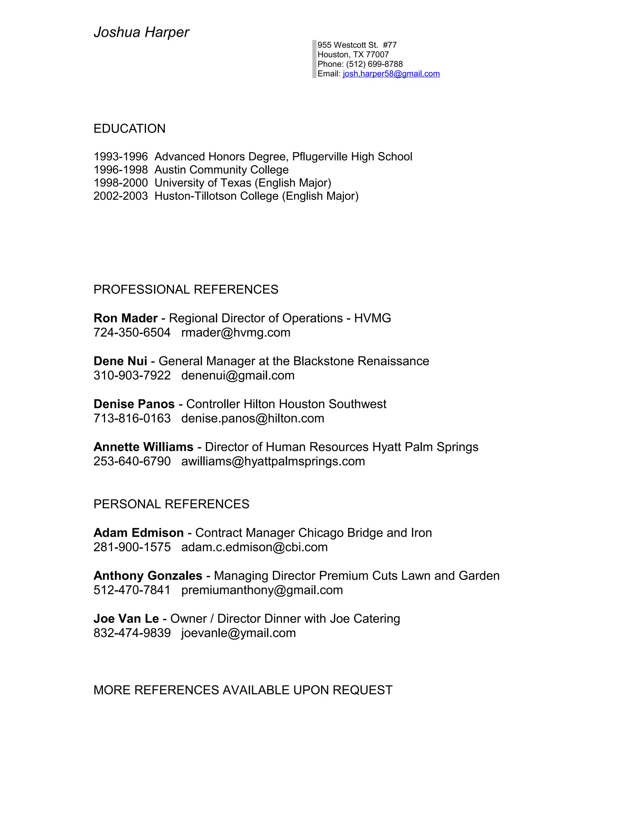 Josh Harper Resume 2016 | PDF