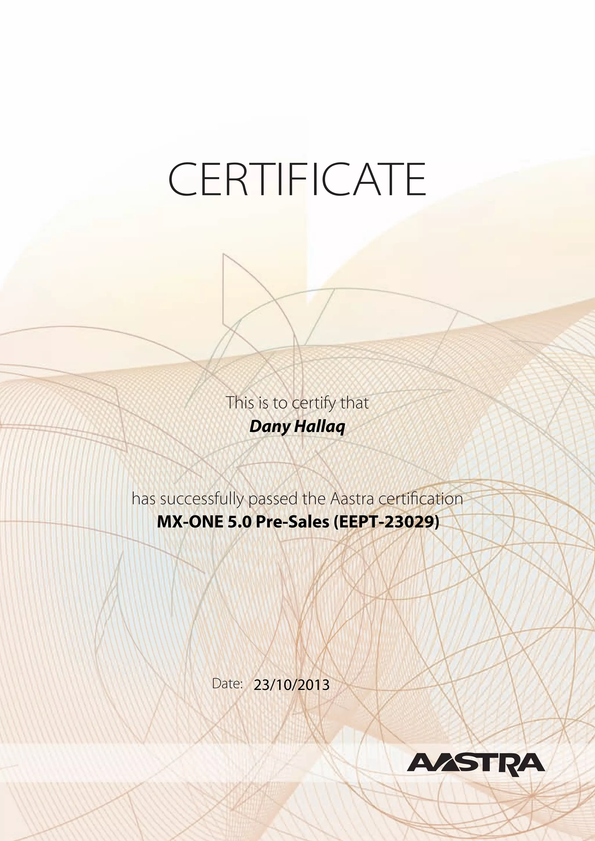 Astra Certificate TSE | PDF