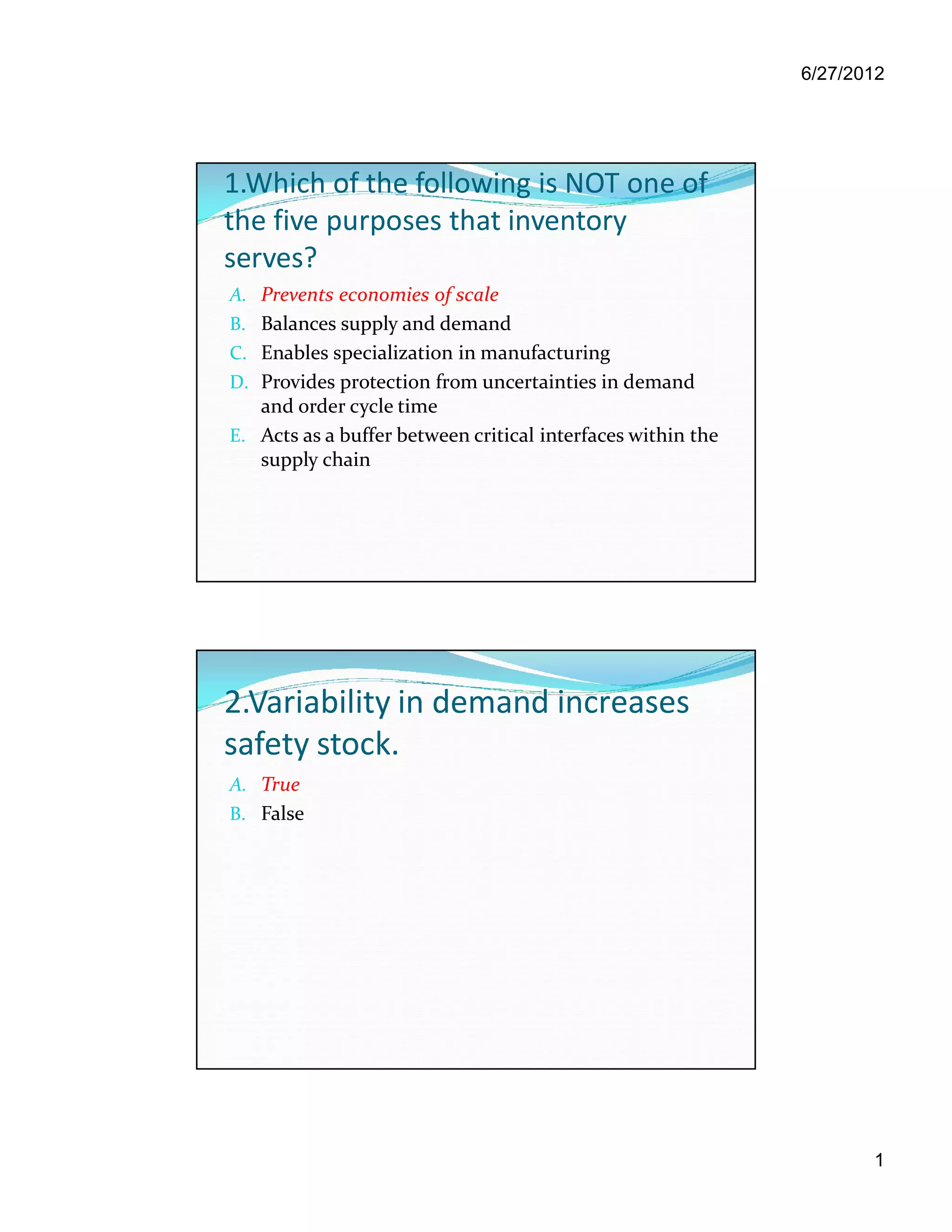 98383810 inventory-and-scm-mc qs | PDF | Logistics | Business