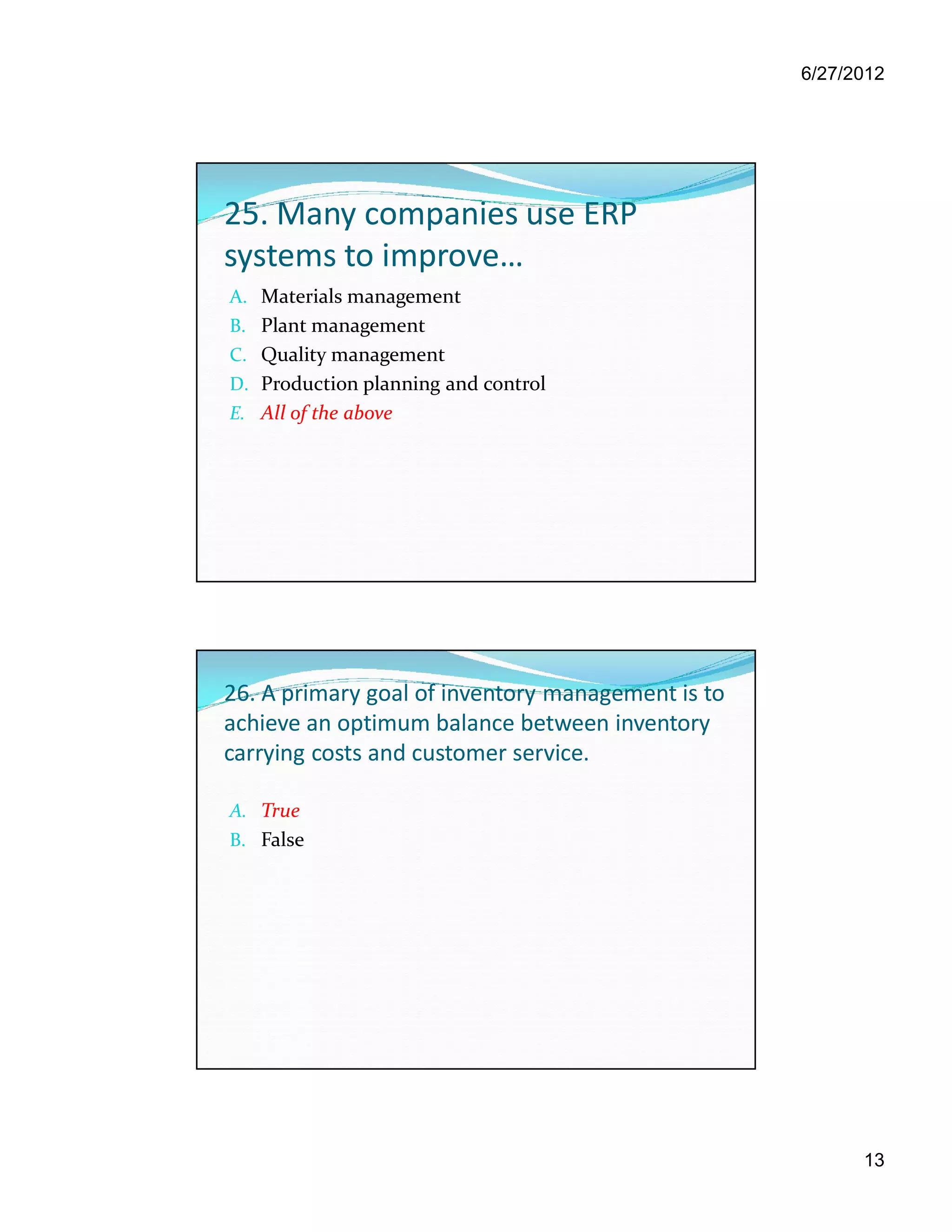 98383810 inventory-and-scm-mc qs | PDF | Logistics | Business