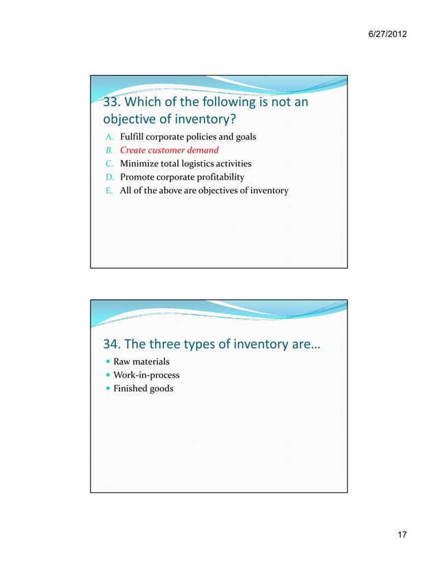 98383810 inventory-and-scm-mc qs | PDF | Logistics | Business