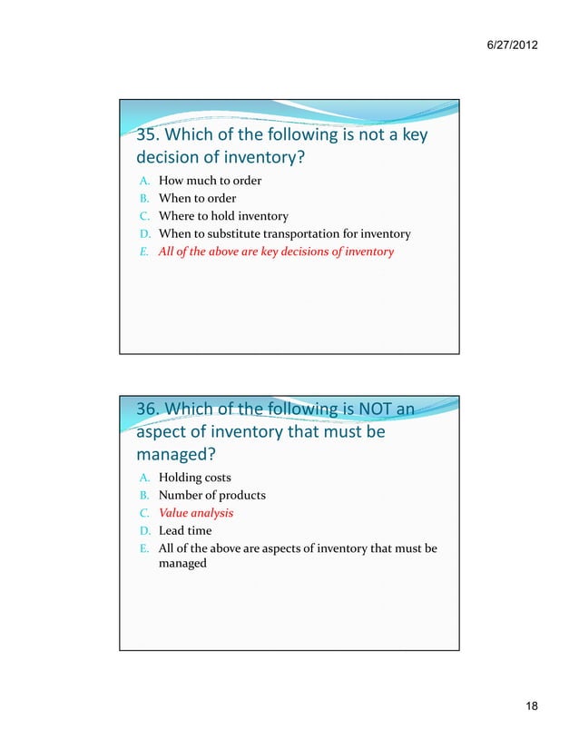 98383810 inventory-and-scm-mc qs | PDF | Logistics | Business