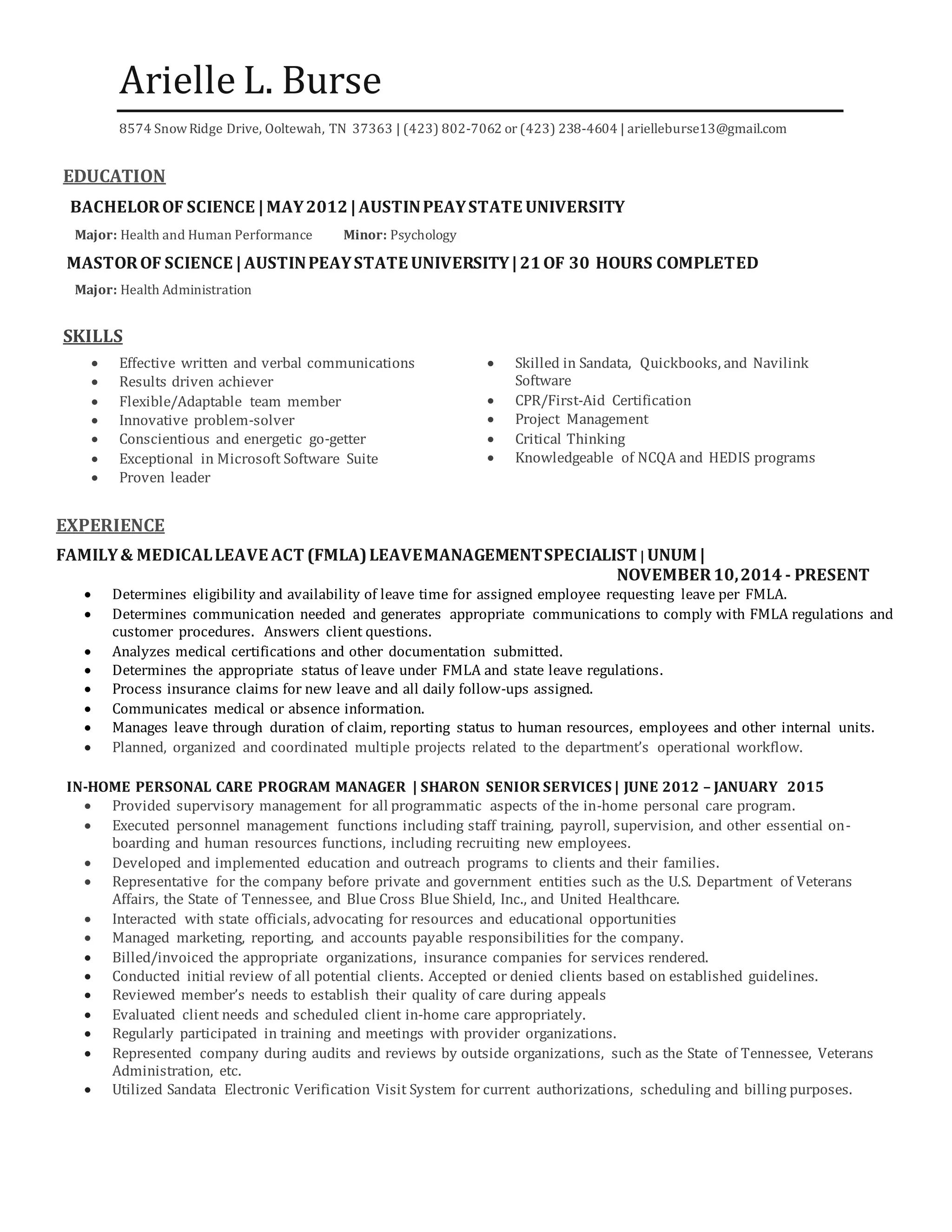 Arielle's Resume 2016 | DOCX