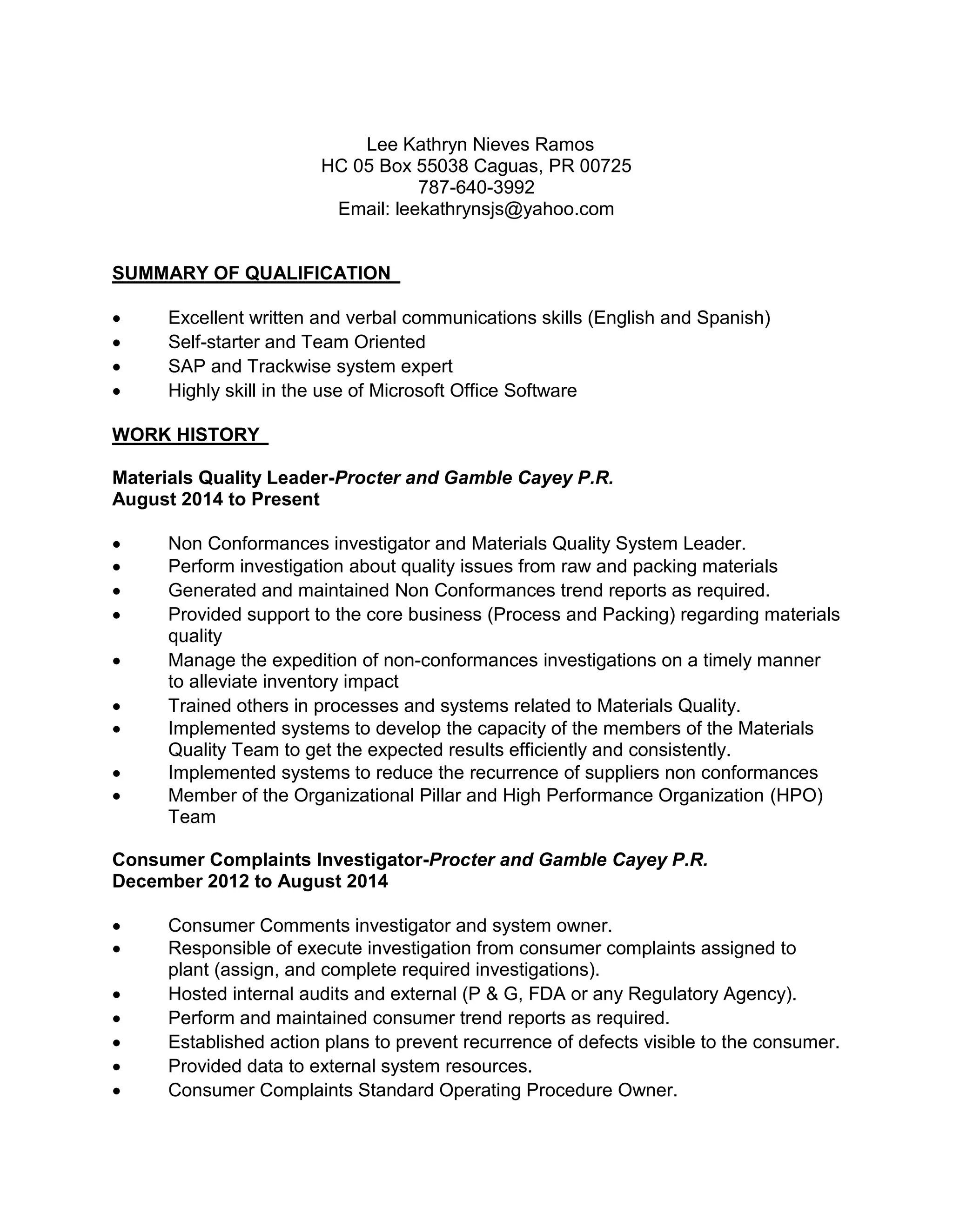 Resume Lee Nieves | PDF