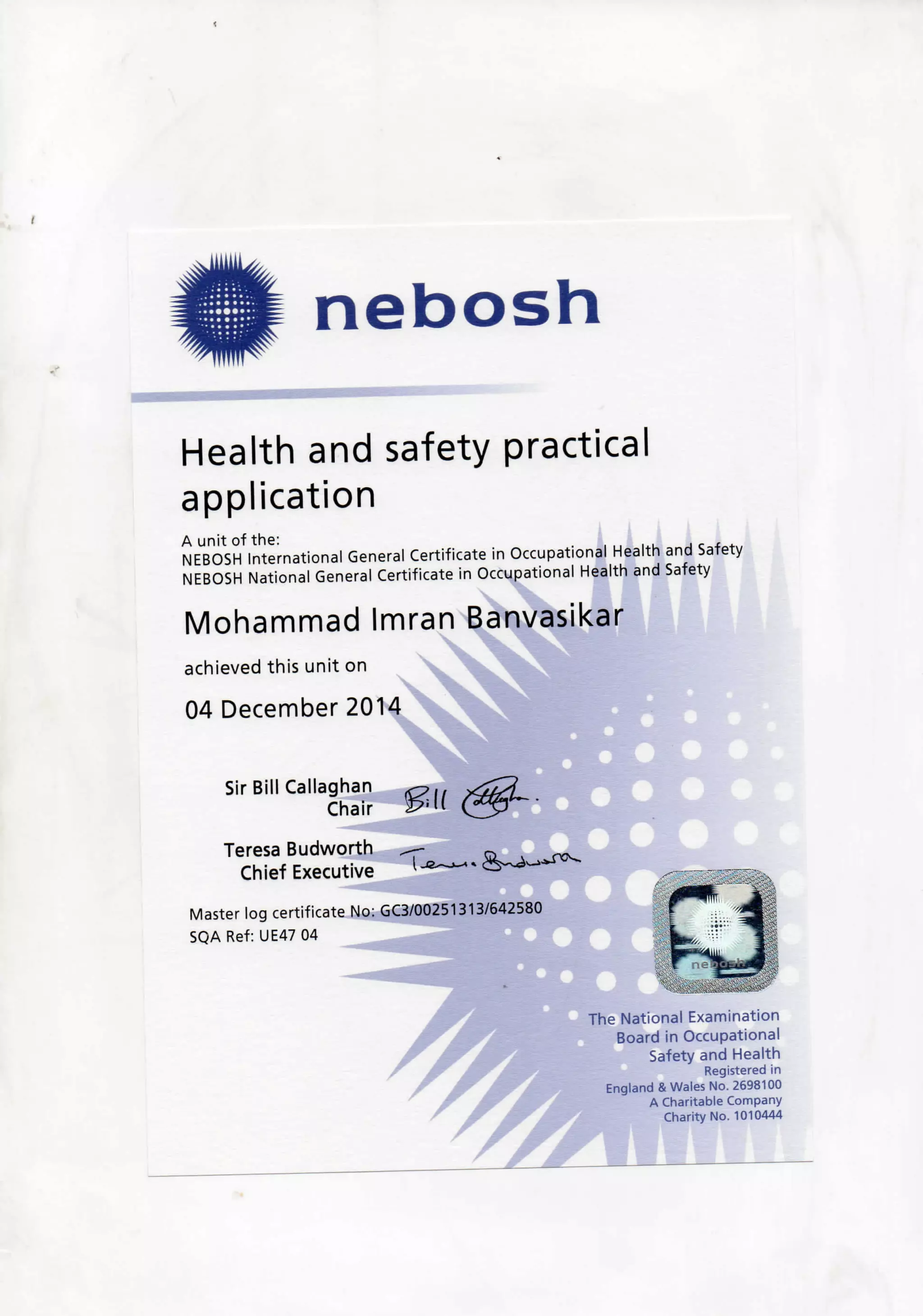 Nebosh Certificate | PDF