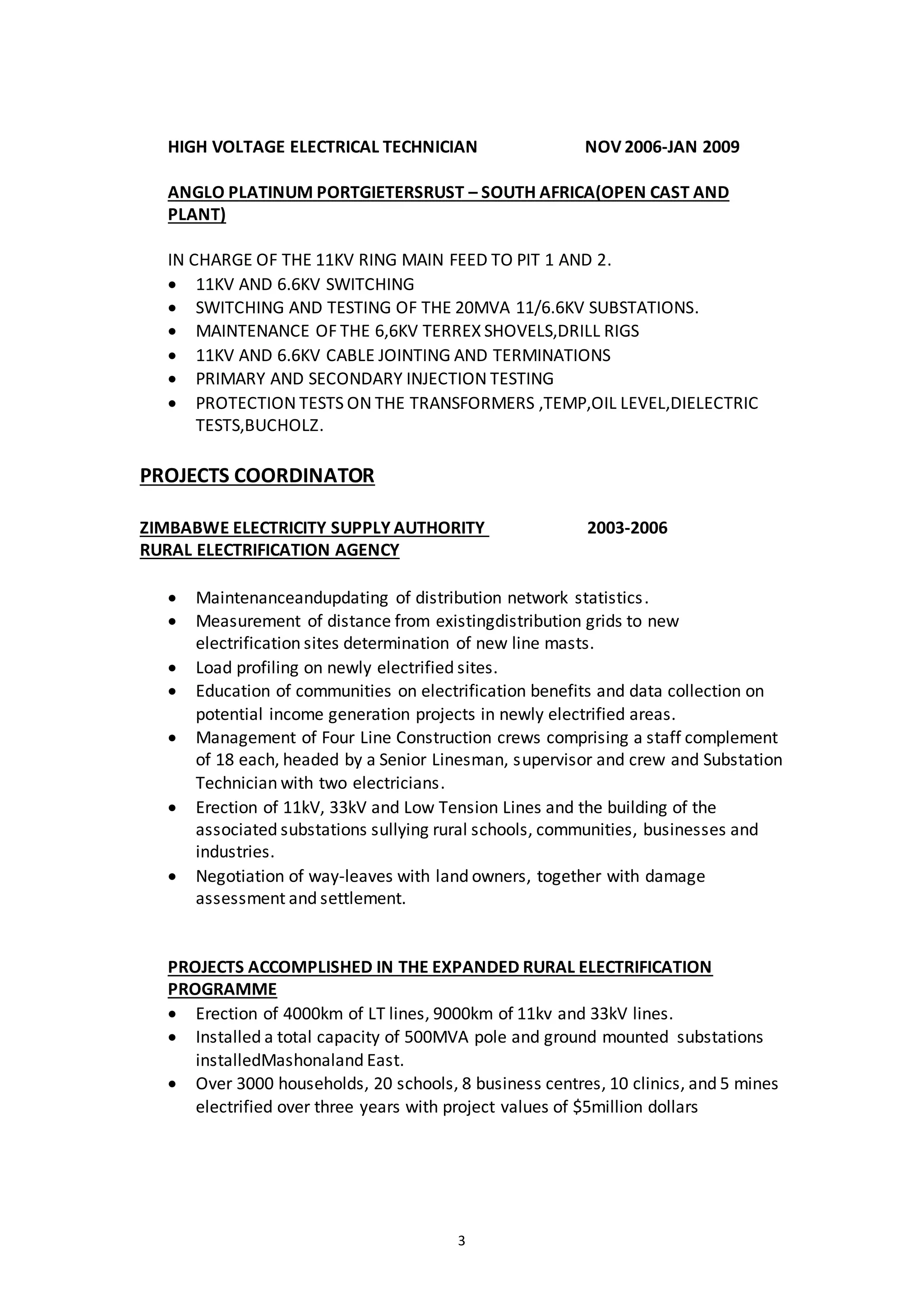 CURRICULUM VITAE FOR WILLIAM KAMTUNGA | PDF