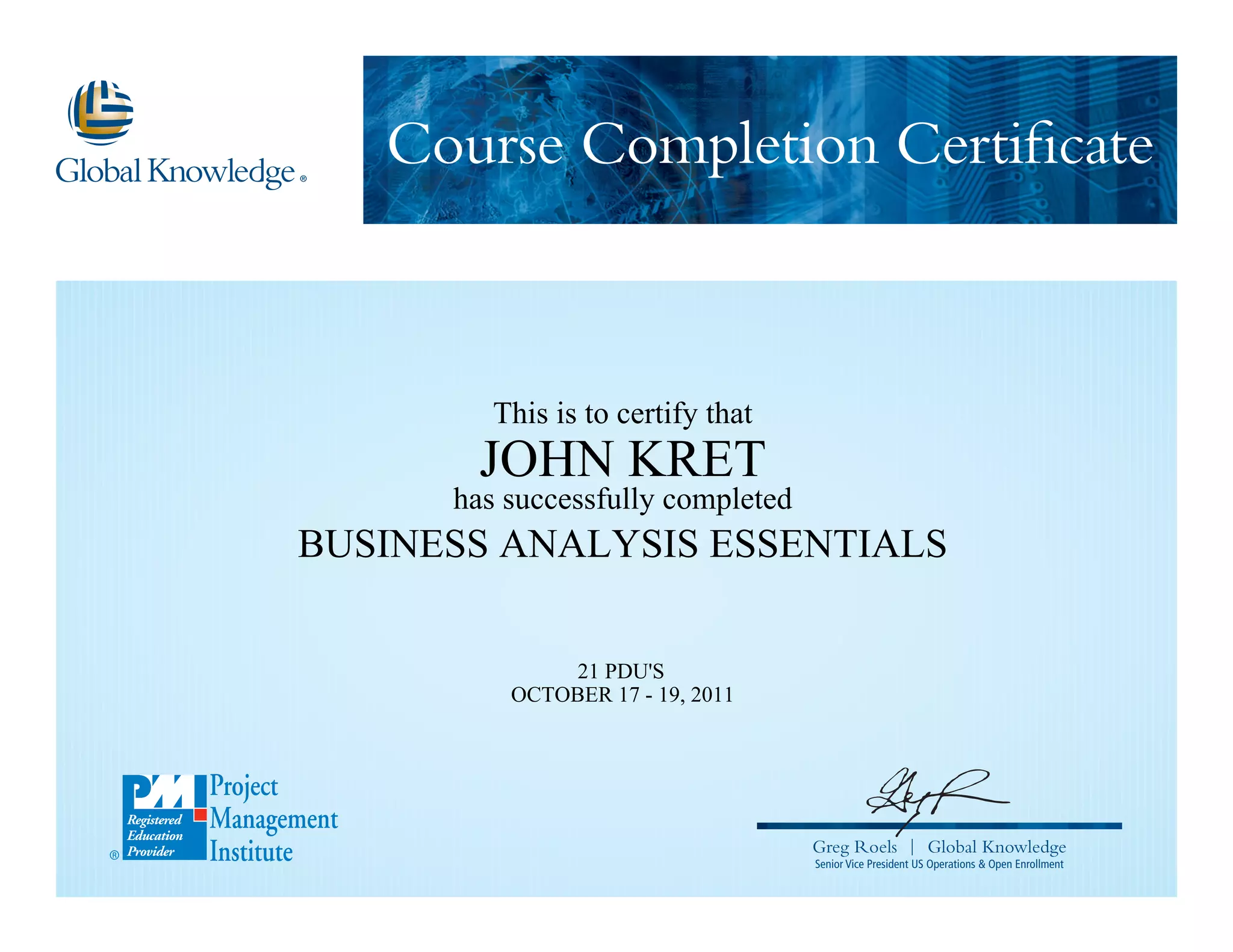 Business Analysis Essentials Certificate | PDF