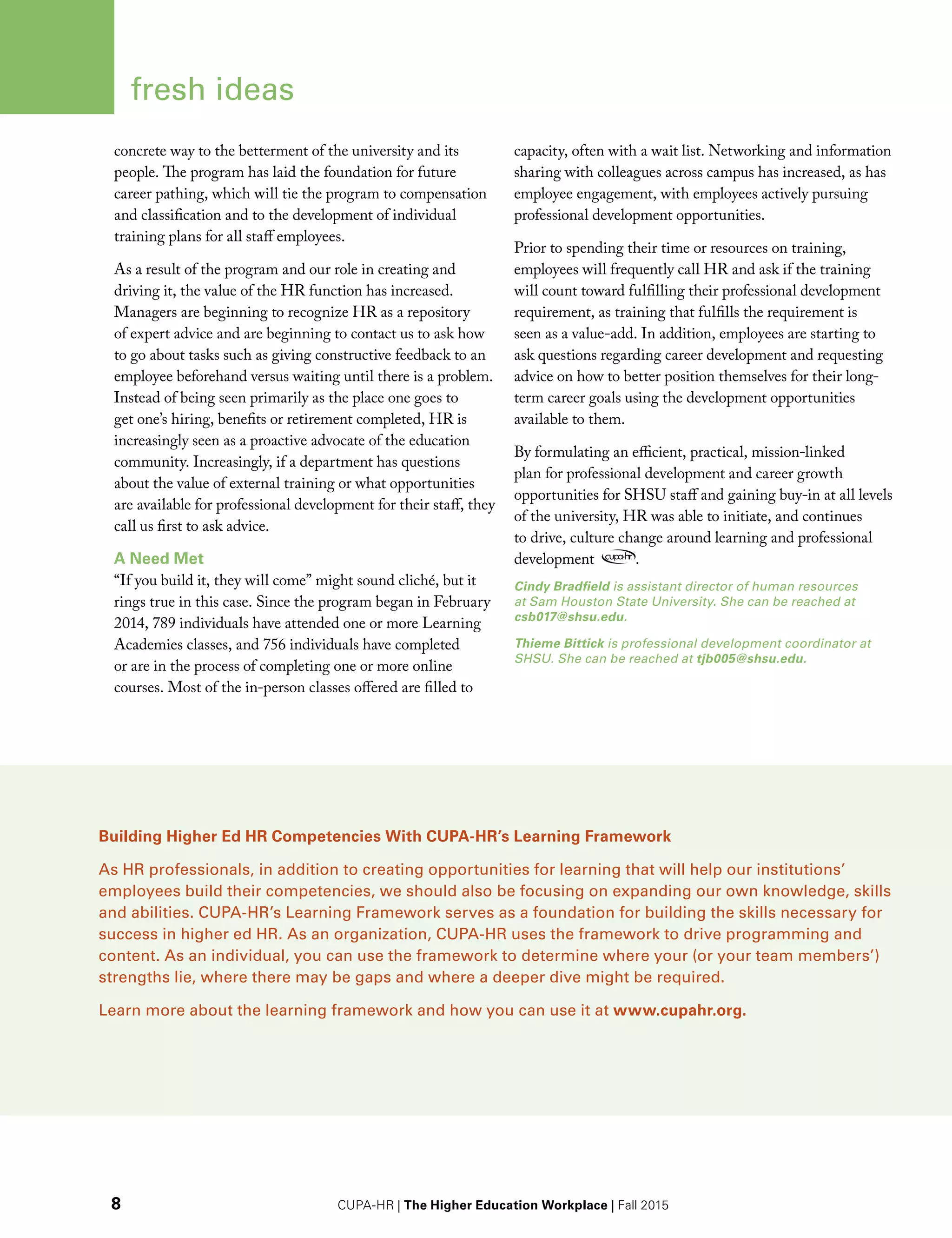 Learning Academies CUPA HR Article | PDF