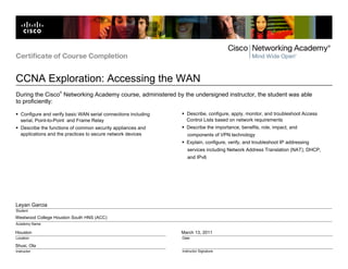 Cisco Class Cert.- Accessing the WAN | PPT
