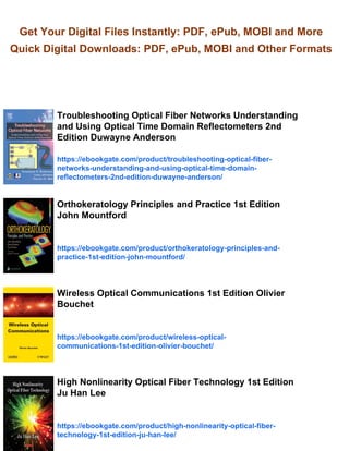 Optical Fiber Communications Principles and Practice 3rd Edition John ...