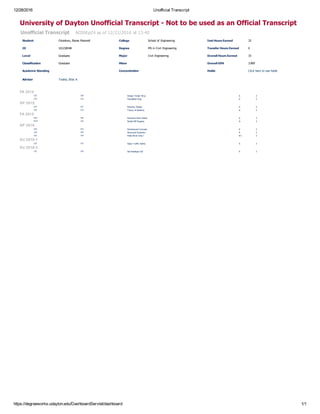 Unofficial Transcript | PDF