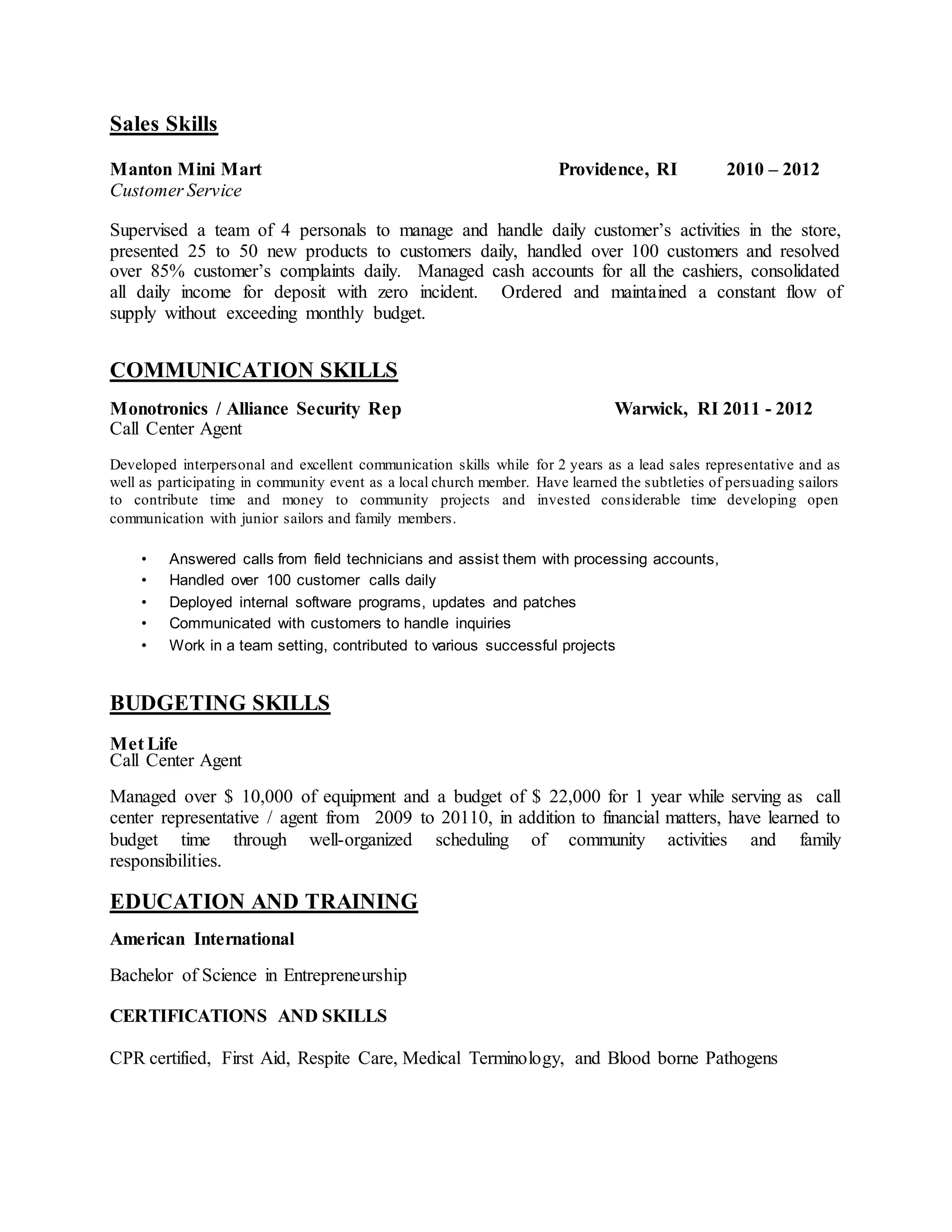 Ralph Pierre updated Resume | DOCX