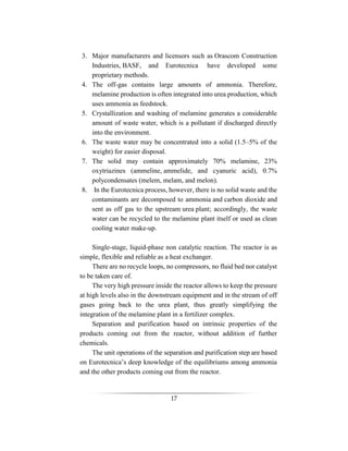 INDUSTRIAL PRODUCTION OF MELAMINE Final | PDF