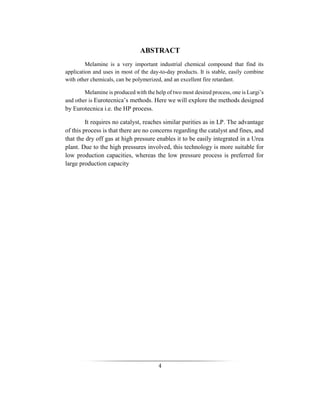 INDUSTRIAL PRODUCTION OF MELAMINE Final | PDF