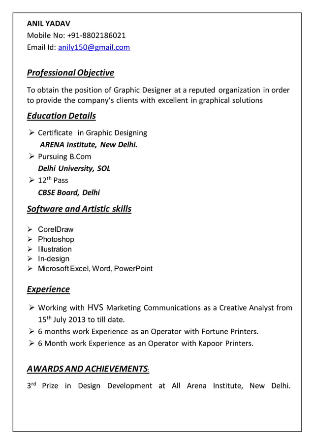 Anil Resume | DOCX
