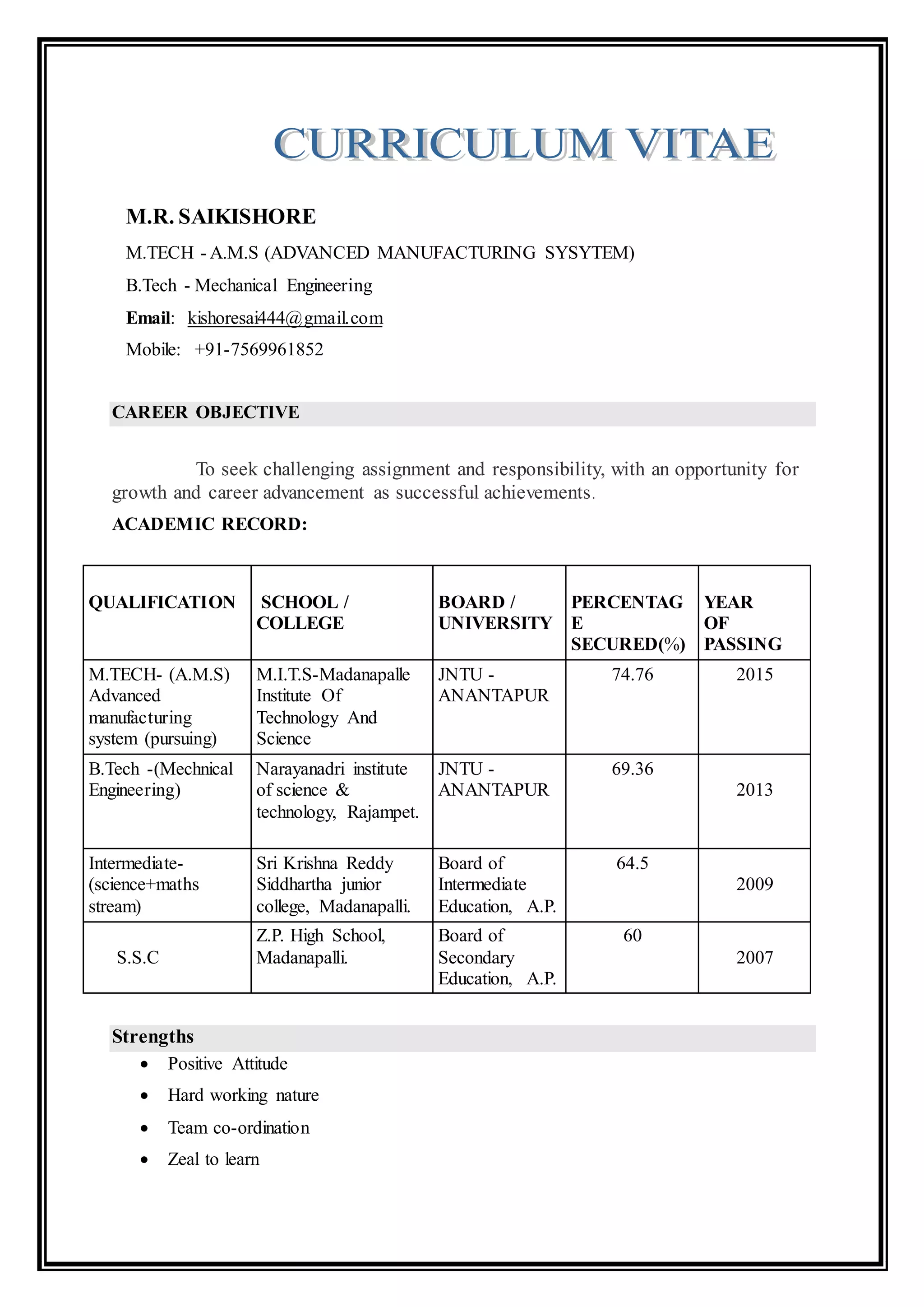 kishore resume - Copy | DOCX