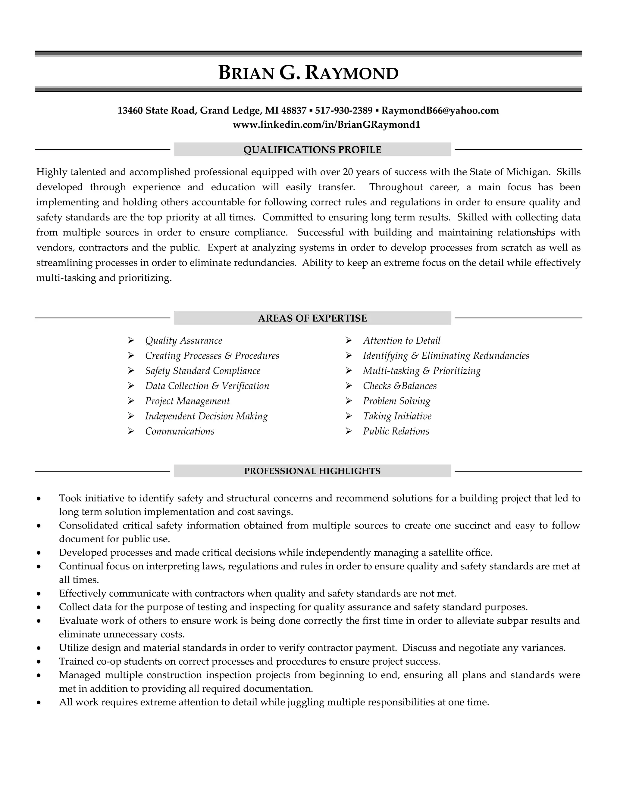 Brian Raymond Resume 8.25.14