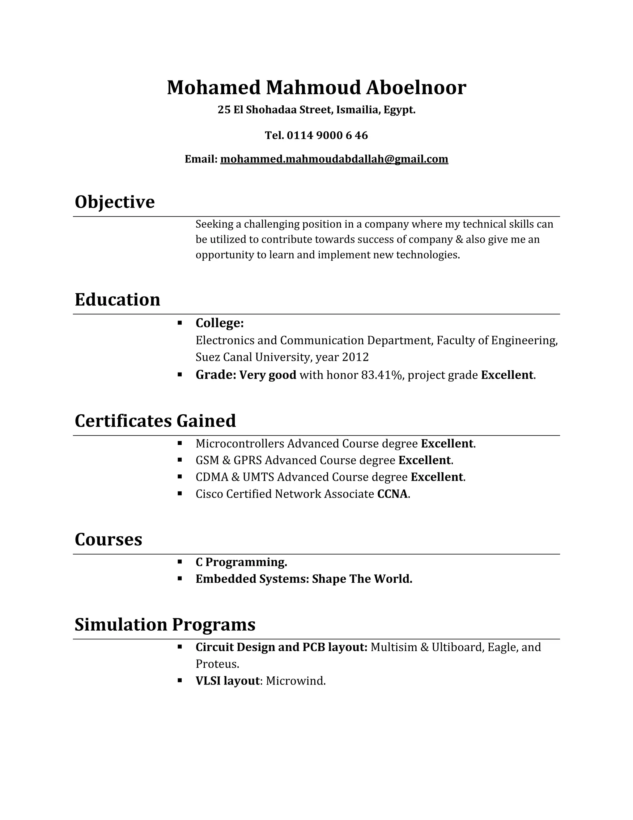 Mohamed Aboelnoor CV | PDF