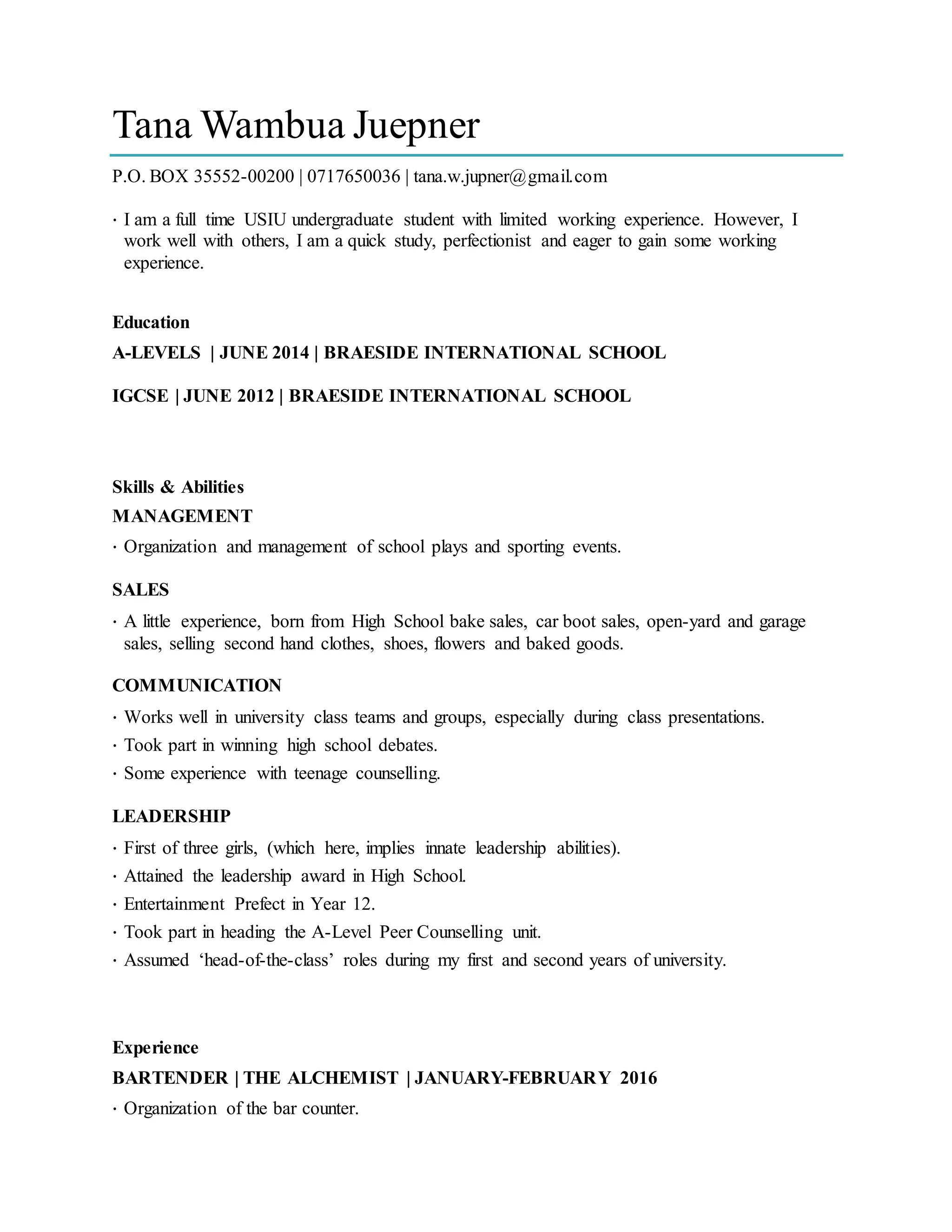 CV | DOCX | Bars & Restaurants | Attractions