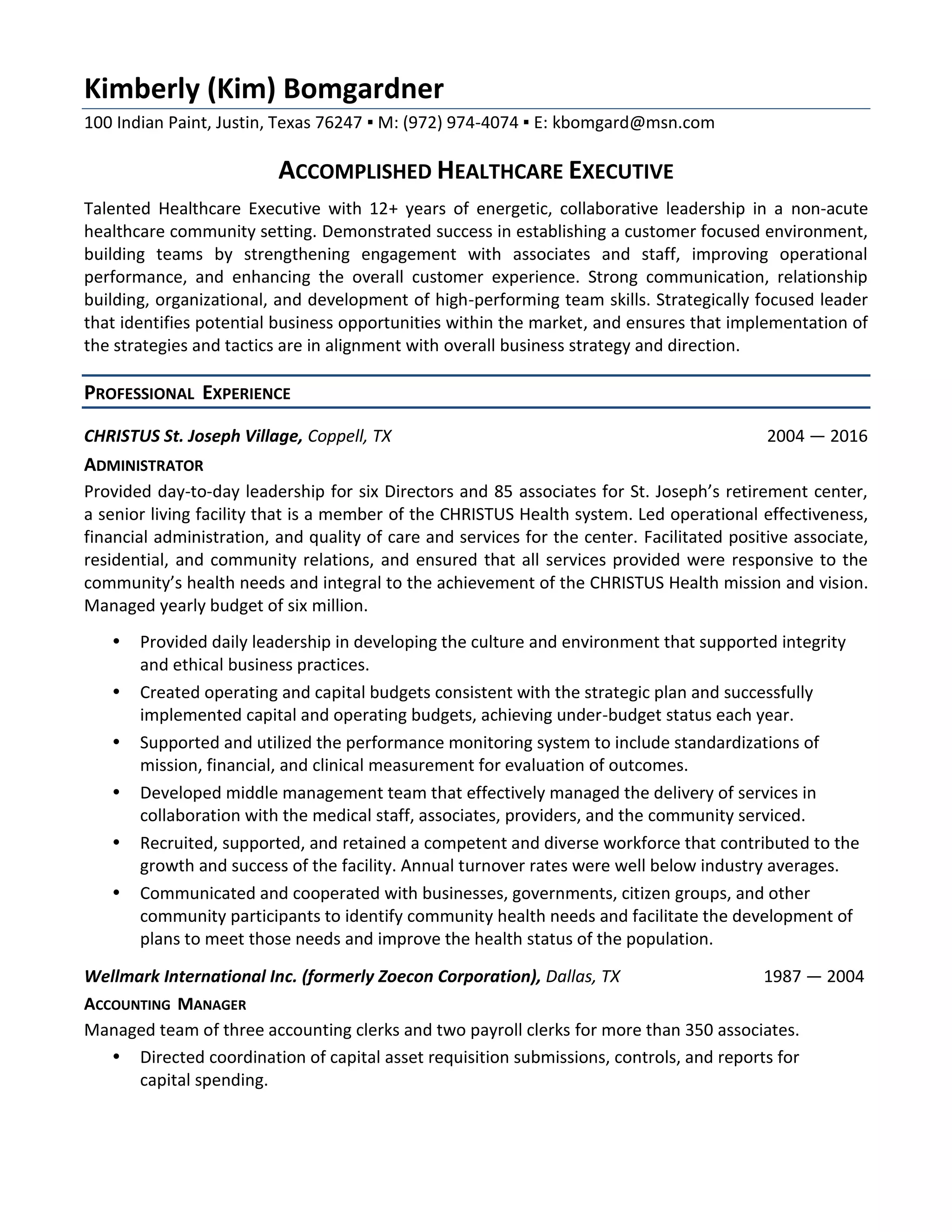 Bomgardner, Kimberly Resume | PDF