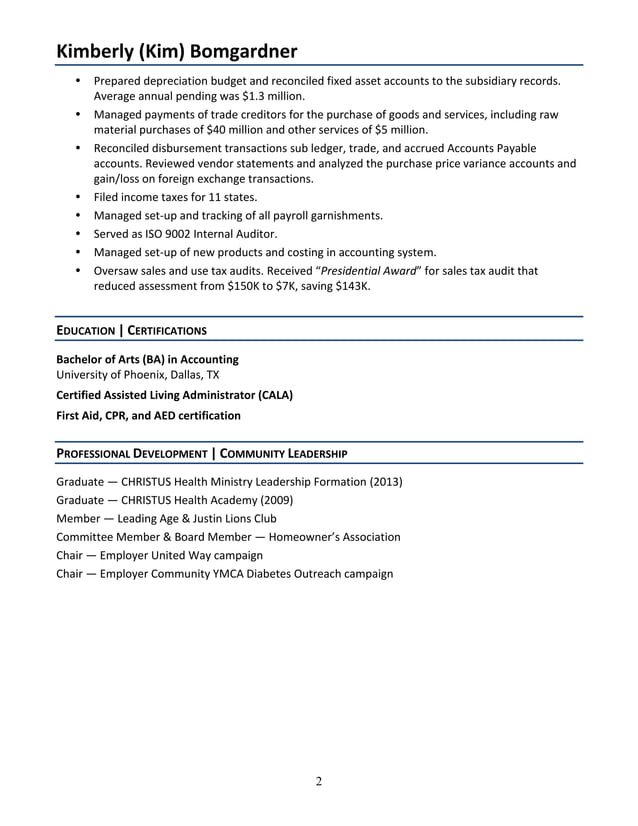 Bomgardner, Kimberly Resume | PDF