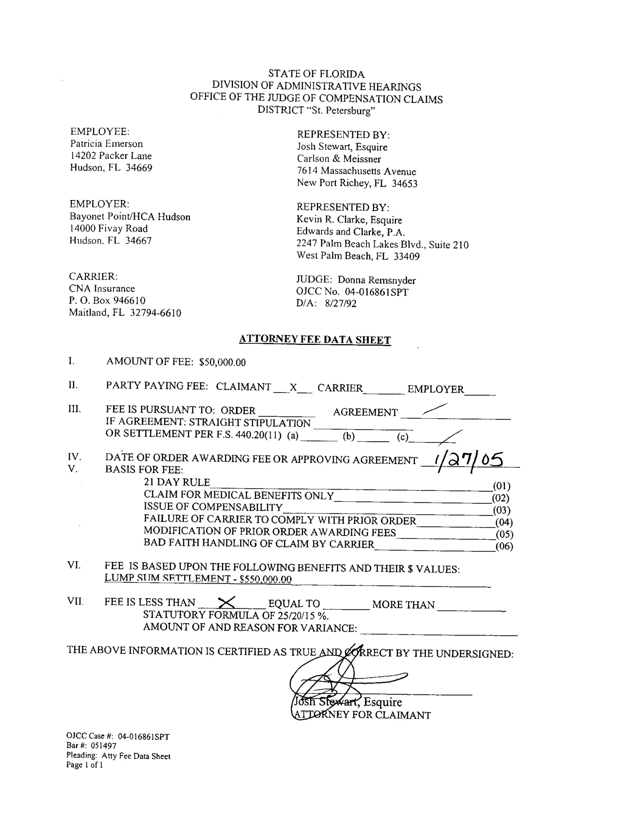 Emerson Settlement Order | PDF