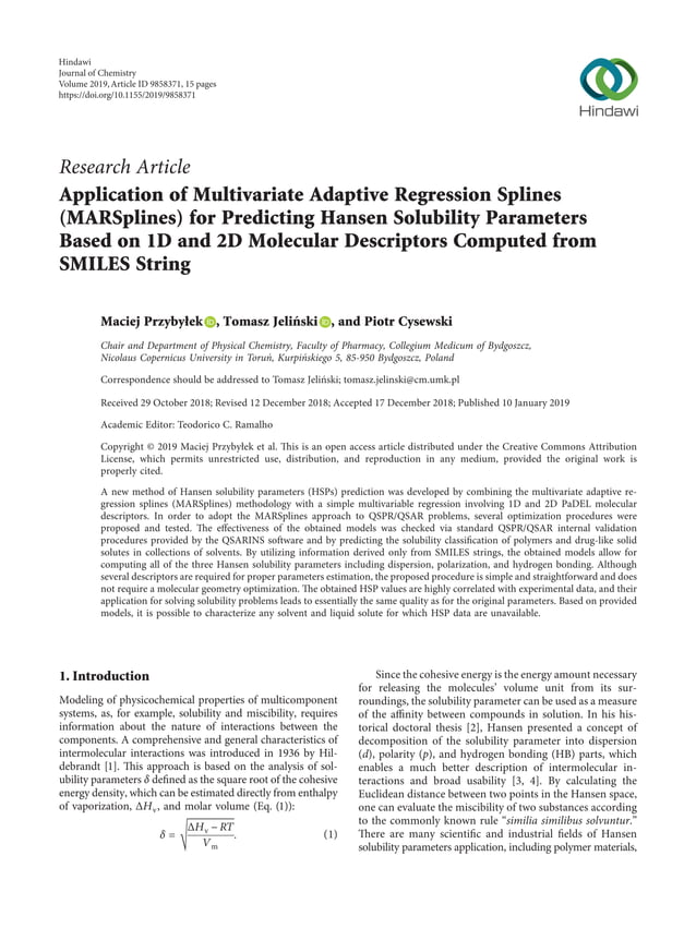 Application of Multivariate Adaptive Regression Splines (MARSplines) for Predicting Hansen ...