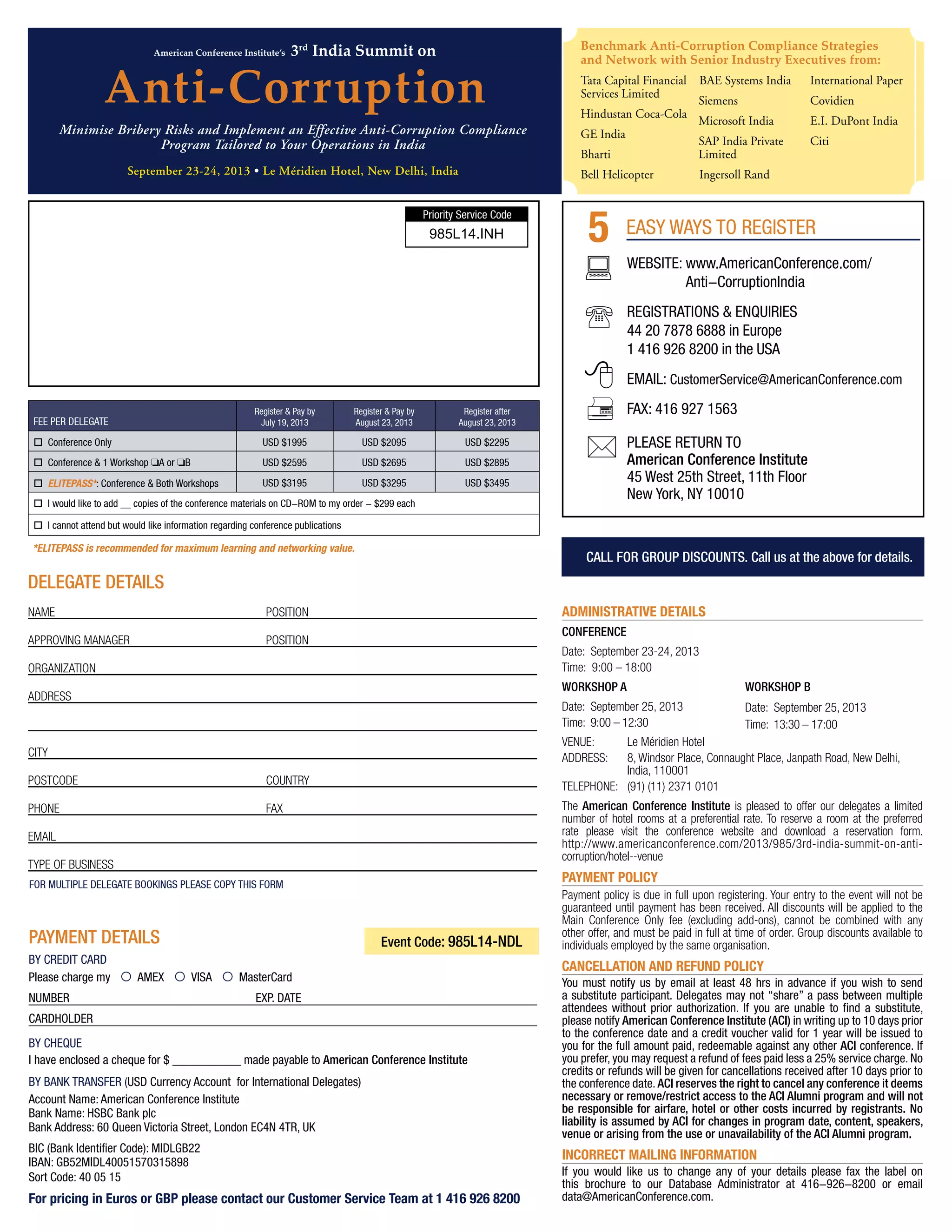 ACI's 3rd India Summit on Anti-Corruption - Brochure Available! | PDF