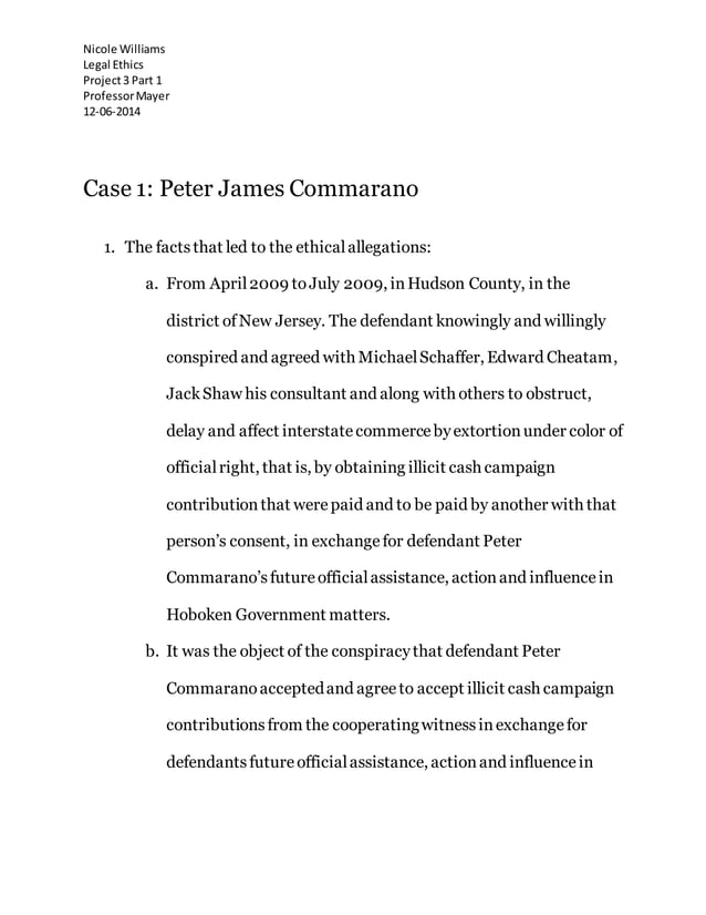 Legal Ethics project 3 case 1 | DOCX