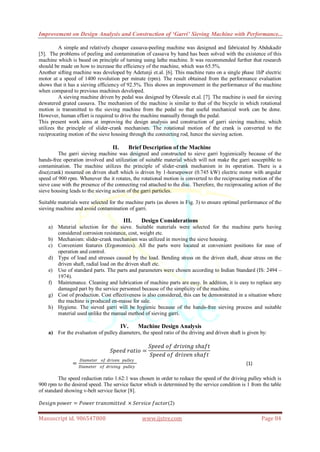 Improvement on Design Analysis and Construction of ‘Garri’ Sieving ...