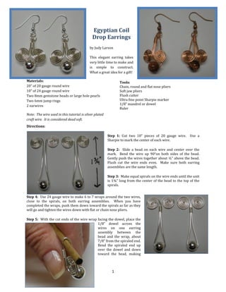 Egyptian Coil Earrings Tutorial | PDF