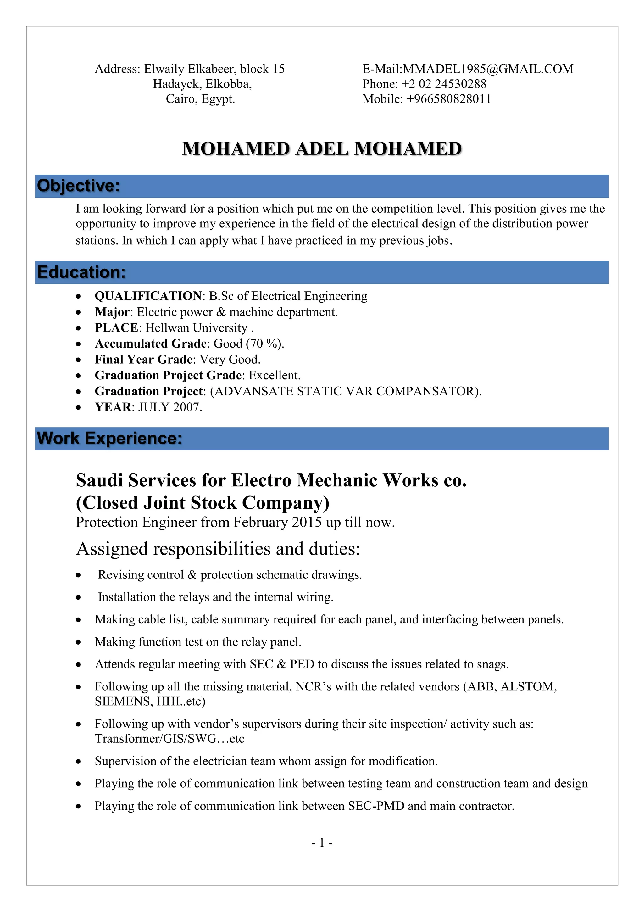M Adel CV 2016 | PDF