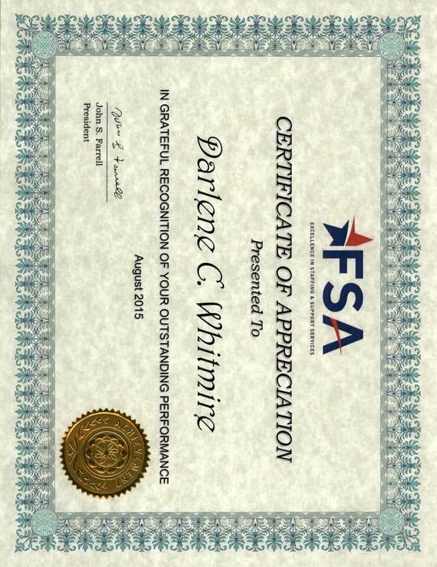 Cert of Appreciation | PDF