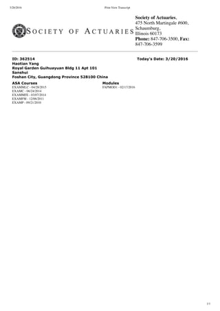 SOA Transcript | PDF | Educational Assessment | Education