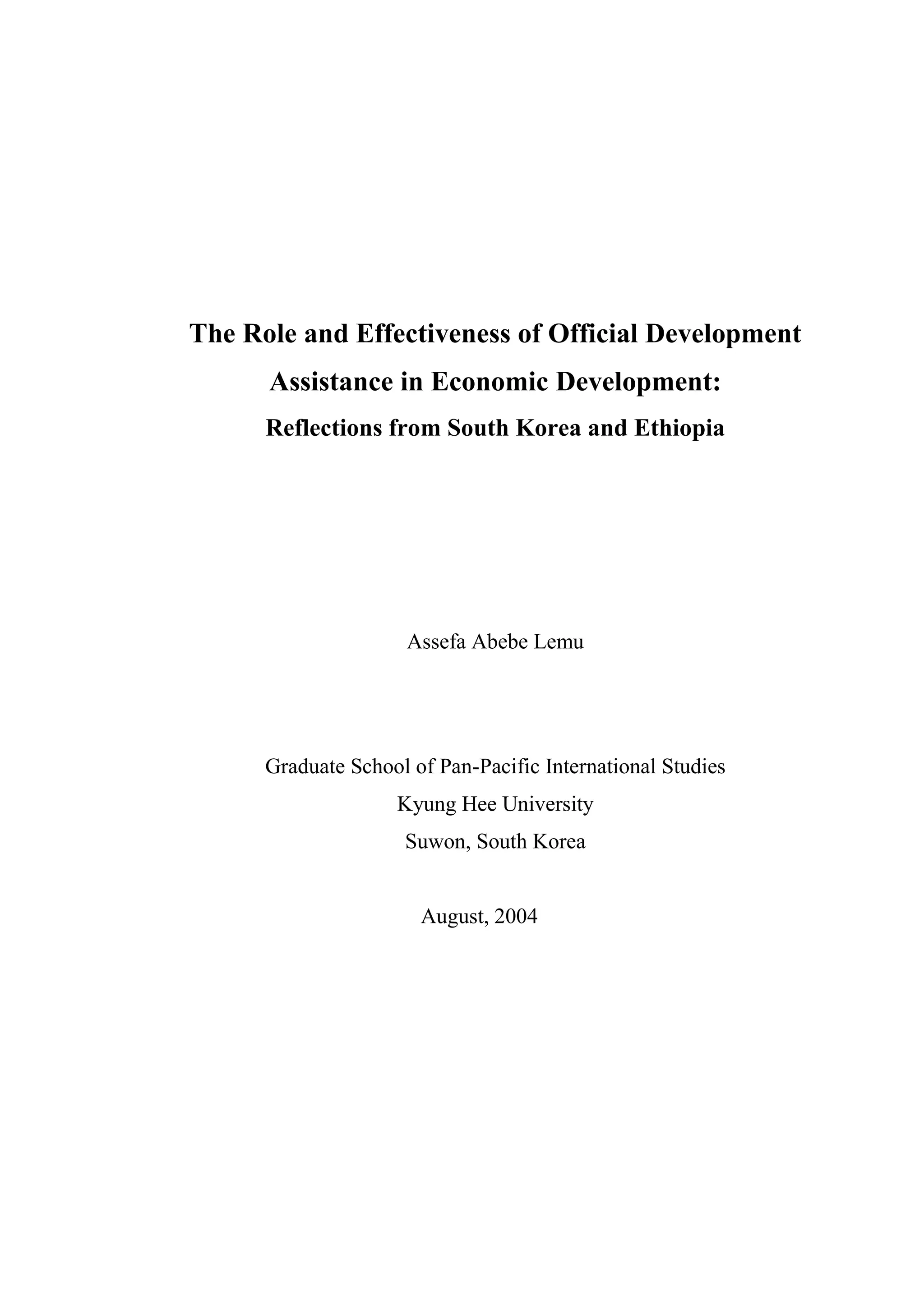 Role of ODA (Aid) | PDF
