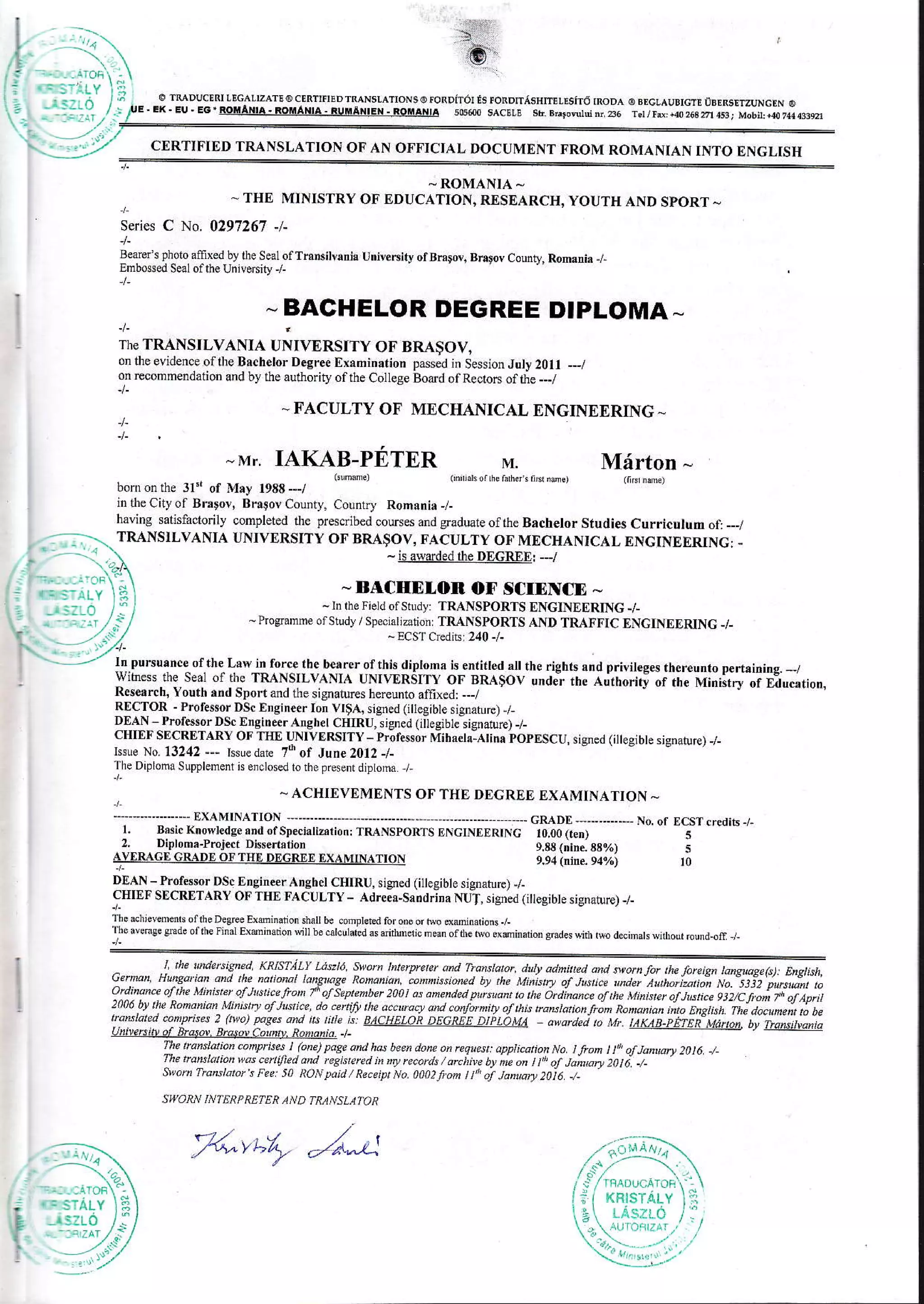 Bachelor Degree Diploma | PDF